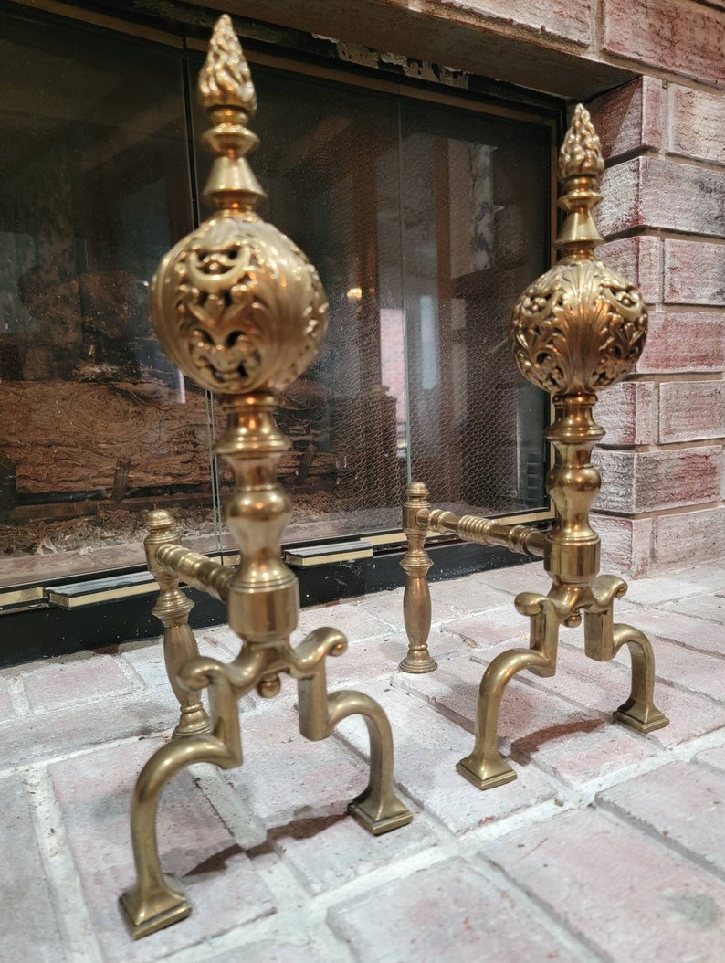 Ornamental Andirons Used in Front of a Fireplace for Holding Logs Found ...