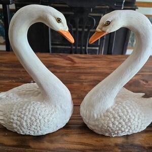 Swan Vintage 1988 Life-like Resin Swan Duck Bird Figurine in White W ...