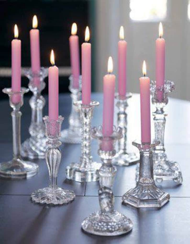 Glass Candlesticks Crystal Candle Holder Vintage Clear - Etsy