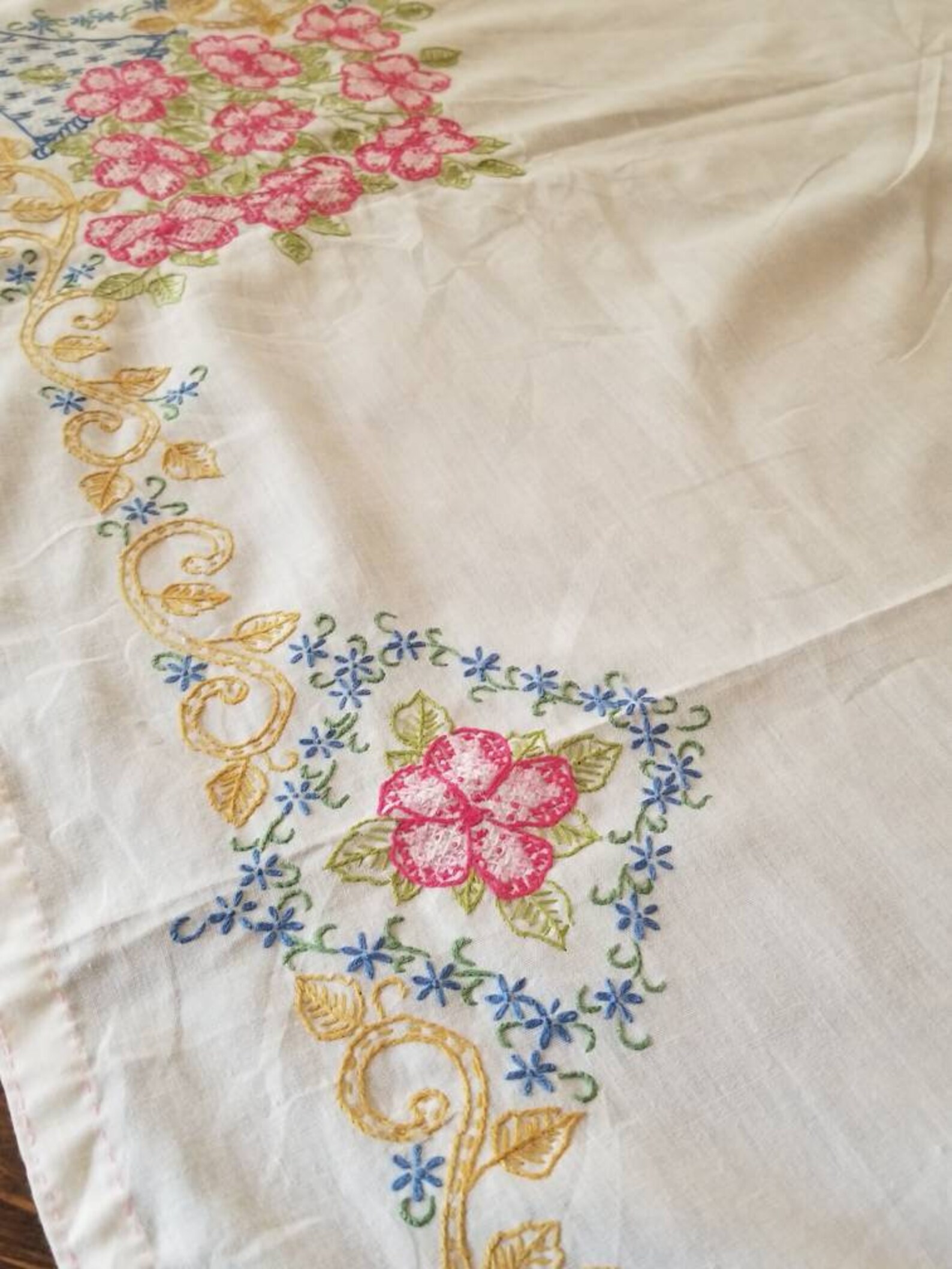 Vintage Embroidered Tablecloth White Tablecloth Spring - Etsy