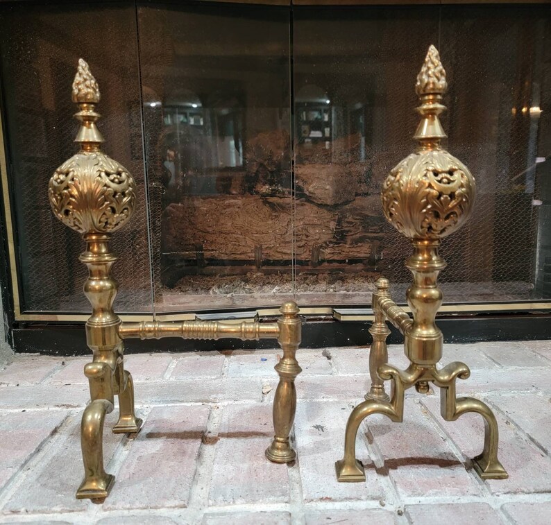 Ornamental Andirons Used in Front of a Fireplace for Holding | Etsy