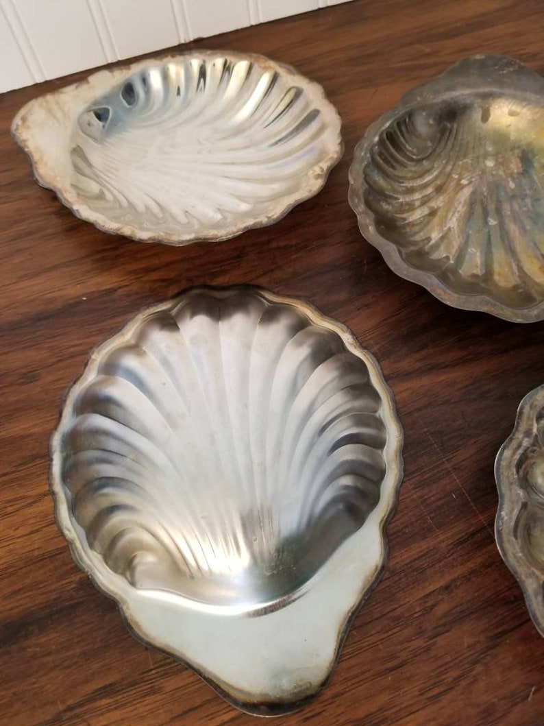 Vintage Silver Shell Dishes Clam Trinket Shell Candy Dish - Etsy