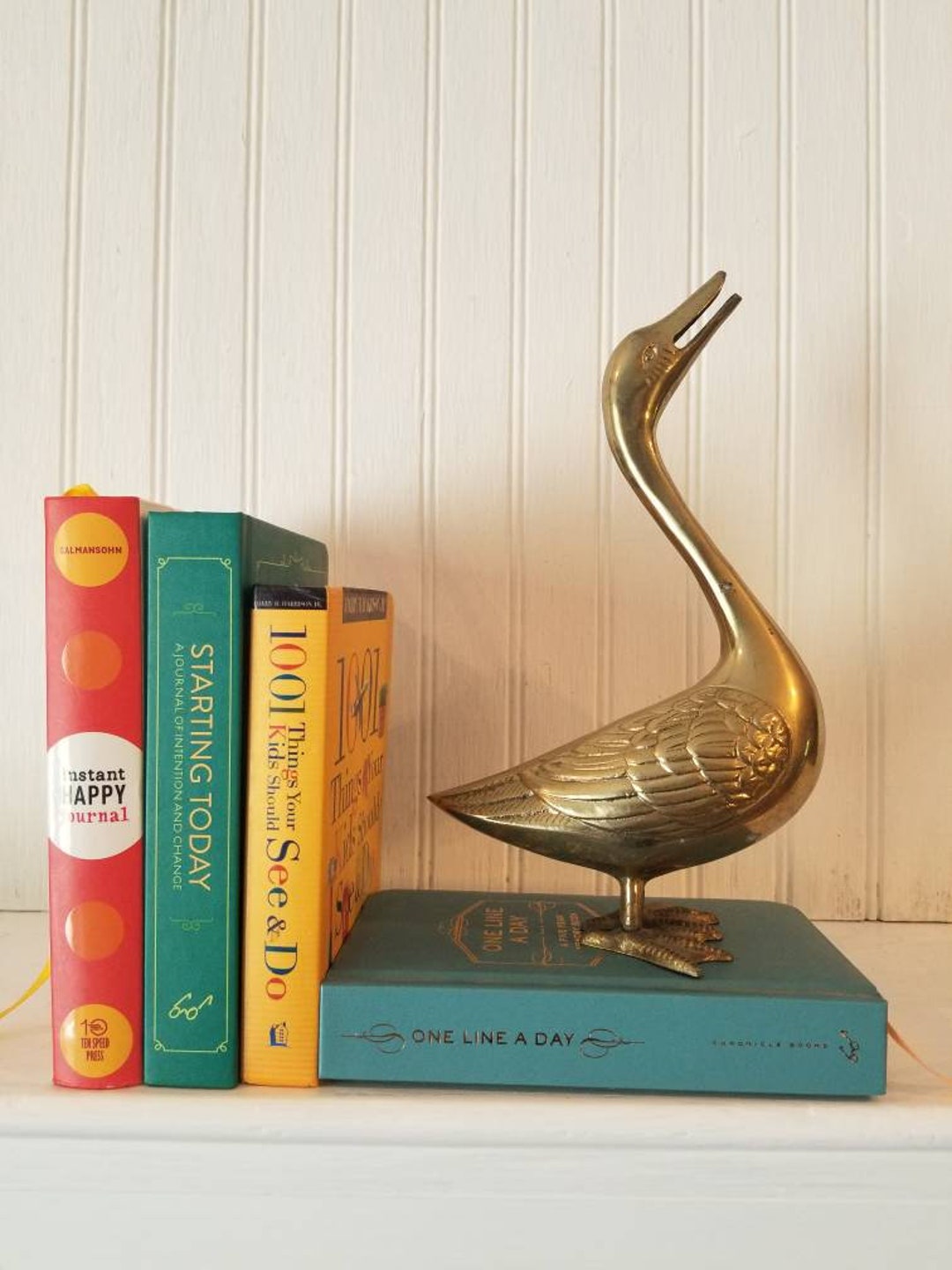 Vintage Brass Duck , Heavy Brass Long Neck Duck, Duck Accessory ...