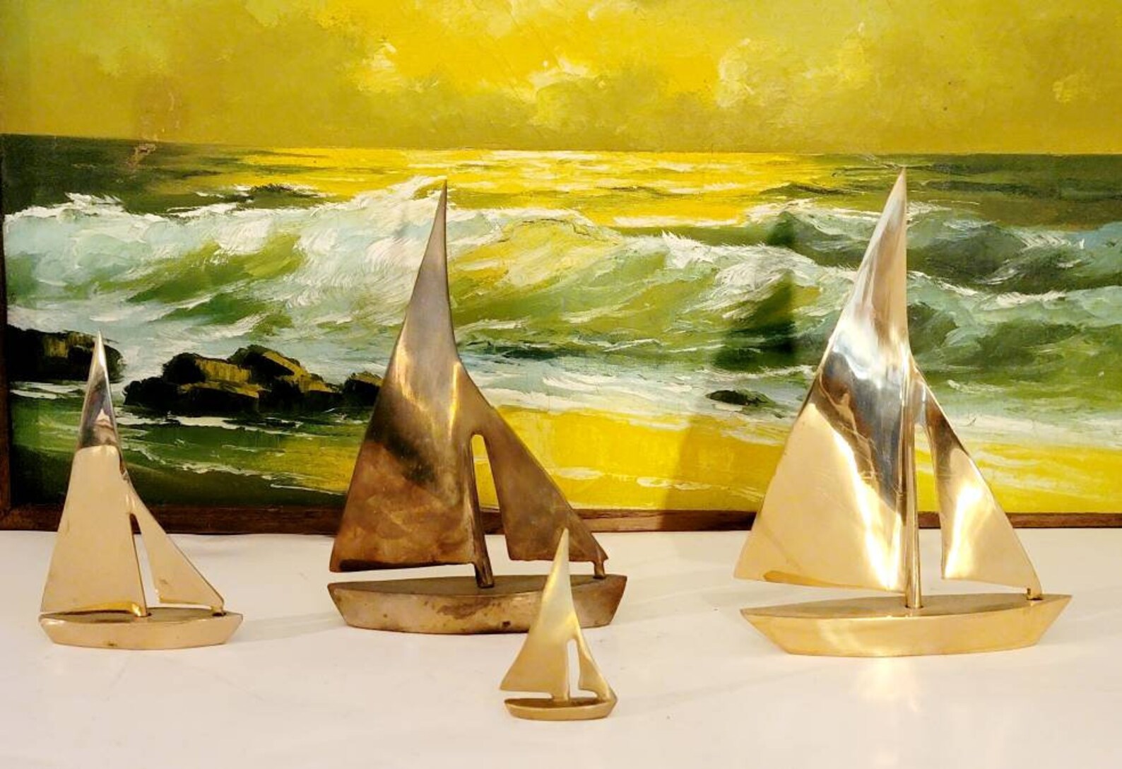 Vintage Brass Boats Sail Boats Desk Boat Accessory - Etsy