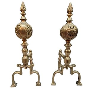 Ornamental Andirons Used in Front of a Fireplace for Holding Logs Found ...