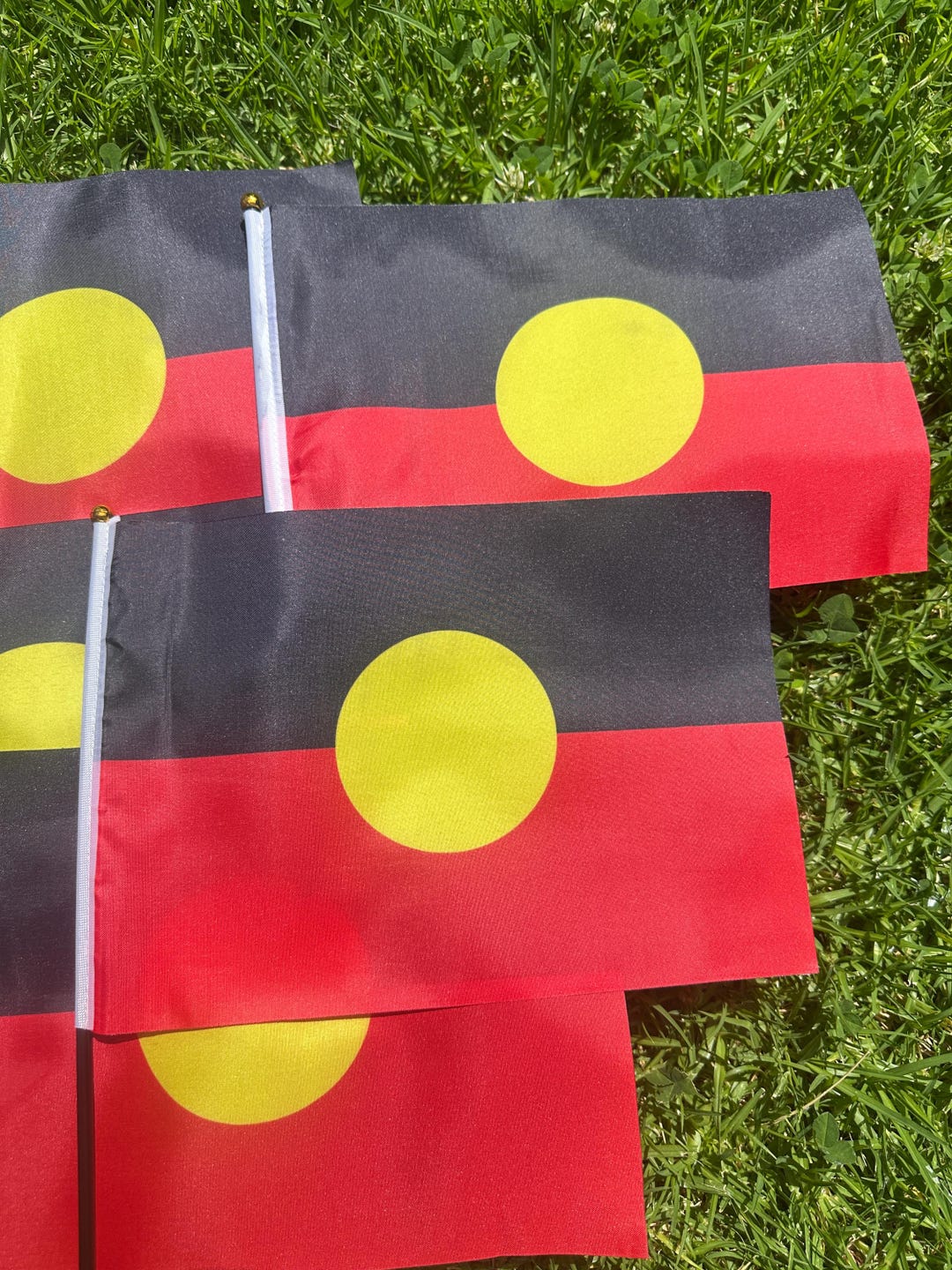 5 Aboriginal Hand Waver Stick Flags 20x28cm Indigenous Identity First ...