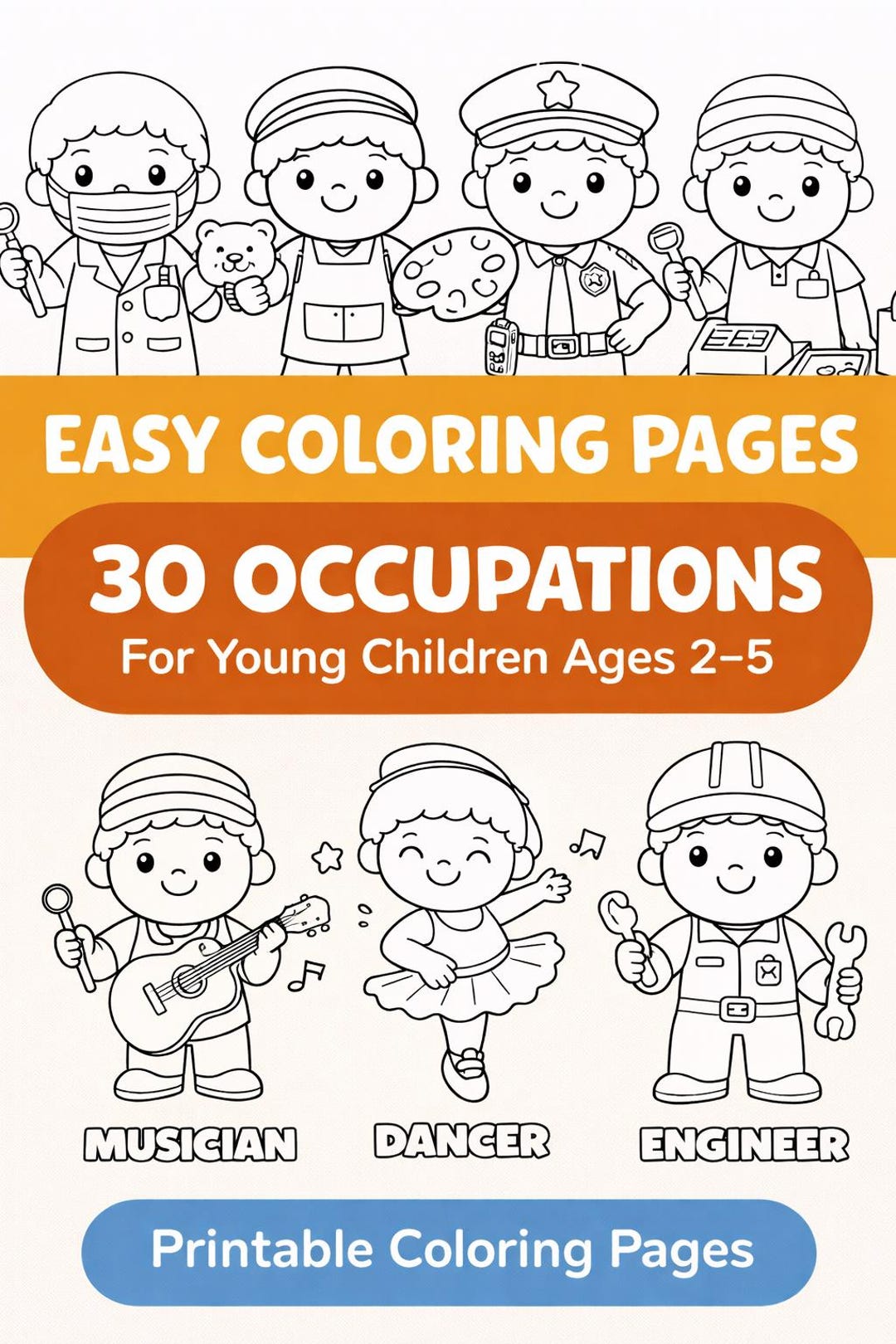 Toddler Occupations Coloring Pages | Ages 2-5 (printable PDF PNG) - Etsy
