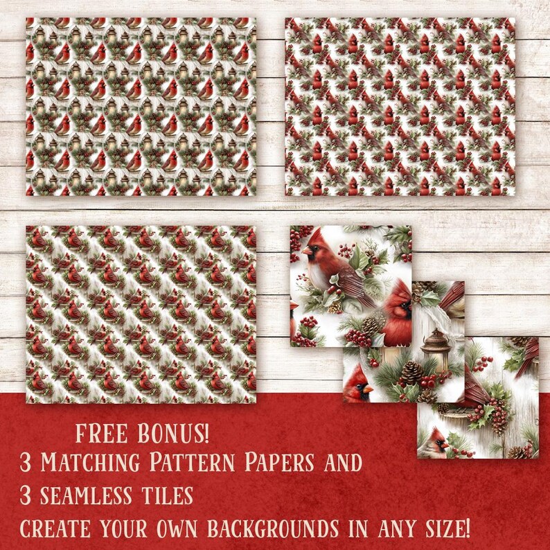 Christmas Cardinal Digital Images, Printable Art, Clipart, Card Making ...