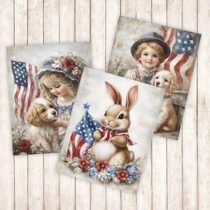 Vintage Patriotic Digital Paper: 4th of July Scrapbook Images (digital ...