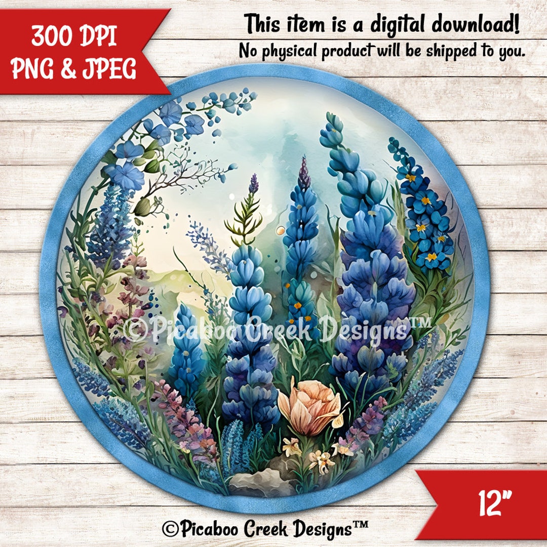 Sublimation Design PNG - Texas Bluebonnets Summer Wreath Sign - Door ...