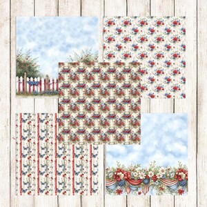 4th of July Digital Papers, Printable Patriotic Backgrounds, Junk ...