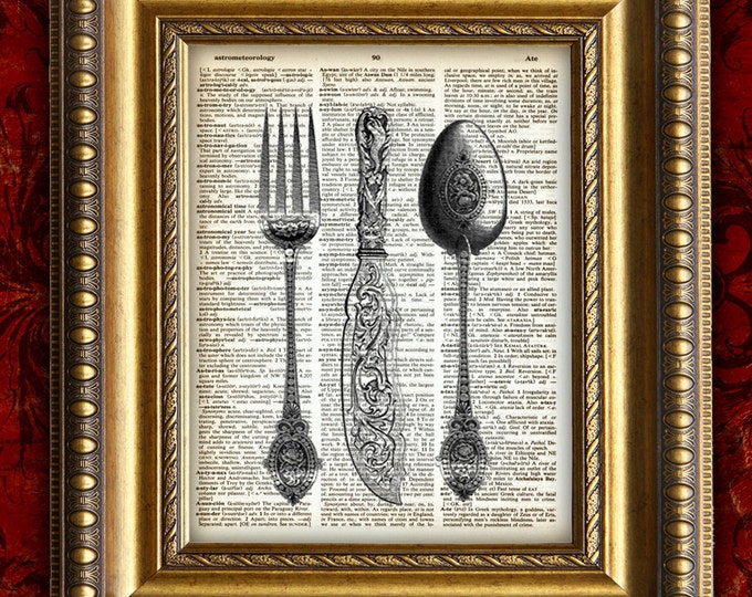 Dictionary Print Victorian SILVERWARE Place Setting Vintage Art Print ...