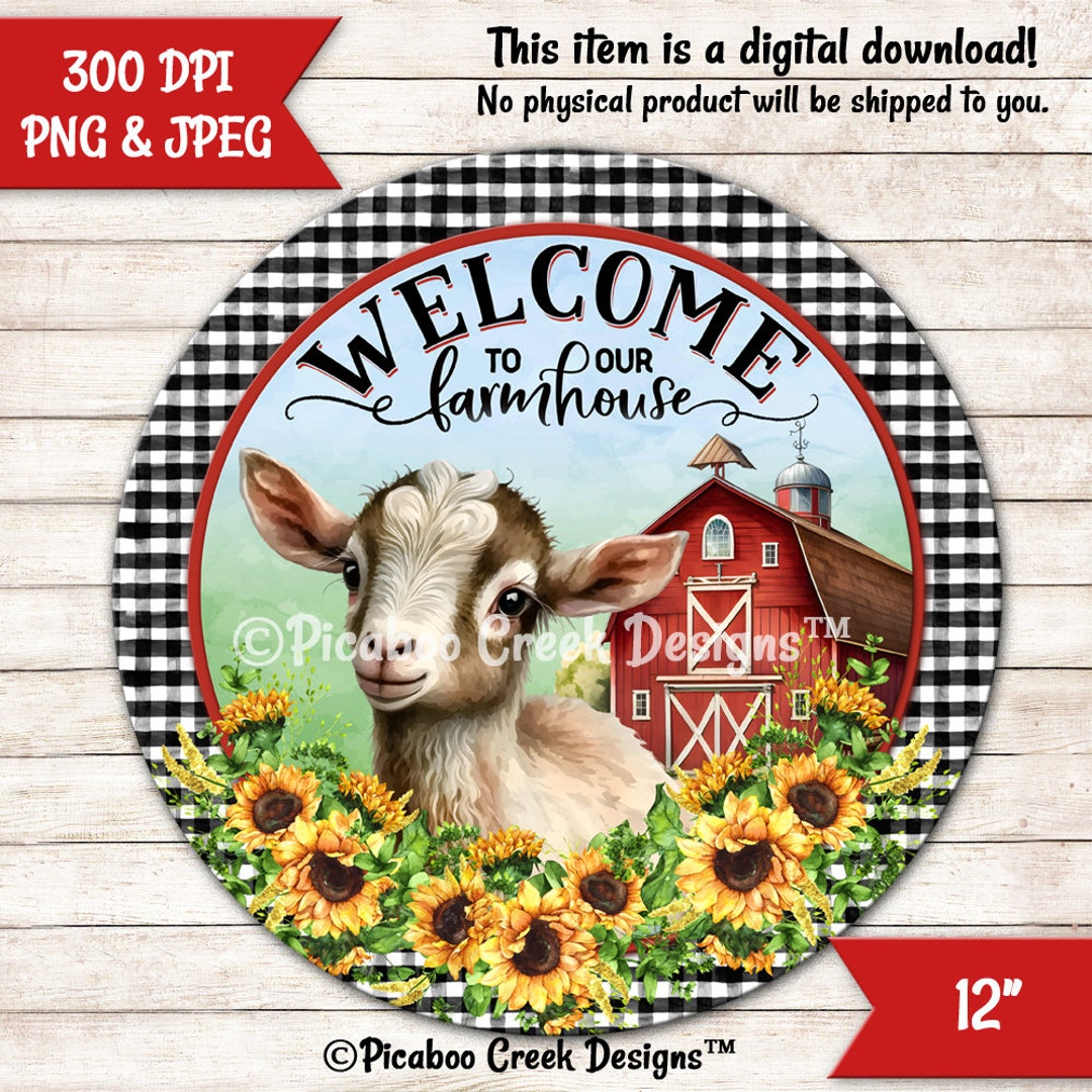 Goat Farmhouse Welcome Sign: Wreath Door Decor (digital Download) - Etsy
