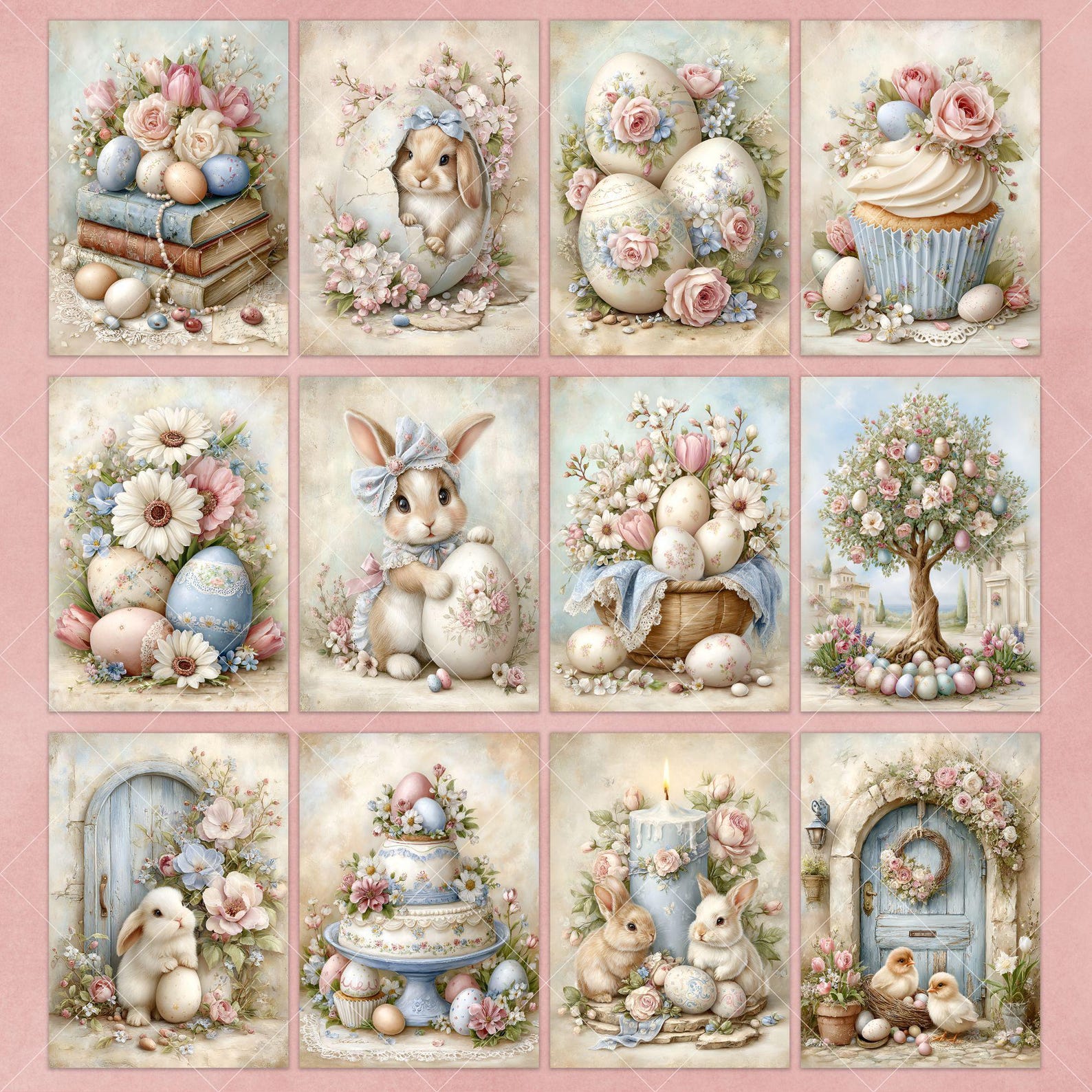 Vintage Easter Digital Images: 131 Jpgs, Printable Junk Journal Pages ...