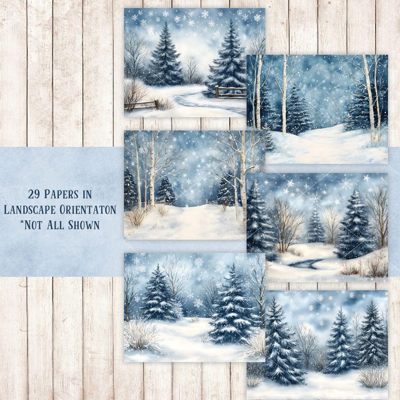 Snowy Winter Scenes Vol 1 Digital Paper Pack, Junk Journal Pages ...