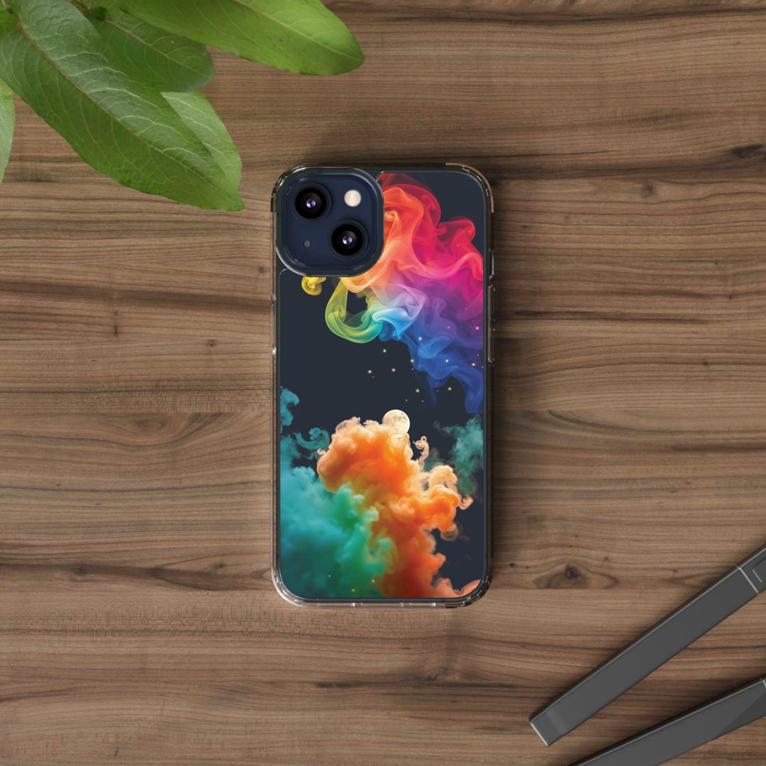Rainbow Smoke Cloud Phone Case | Clear Case - Etsy
