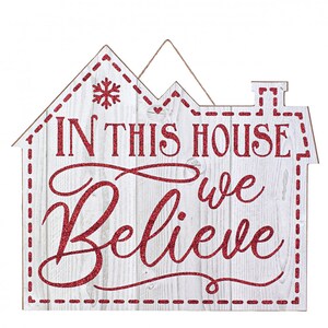 In This House We Believe Sign, Christmas Wreath Sign, Santa Sign ...