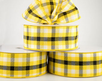 Yellow Plaid Ribbon - Etsy