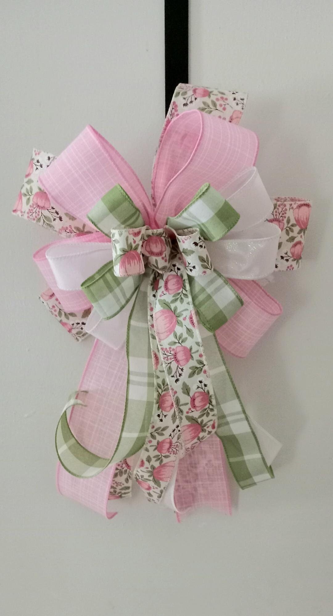 Peonies Bow, Summer Bow for Wreath, Easter Bow, Wreath Bow, Lantern Bow ...