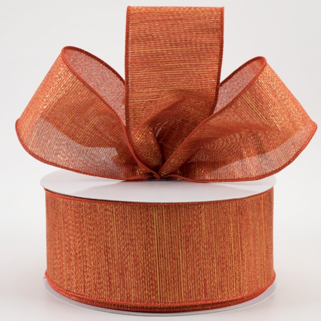 2.5" Orange Sheer Wired Ribbon, Ribbon, Wreath Ribbon, Wreath Supplies ...