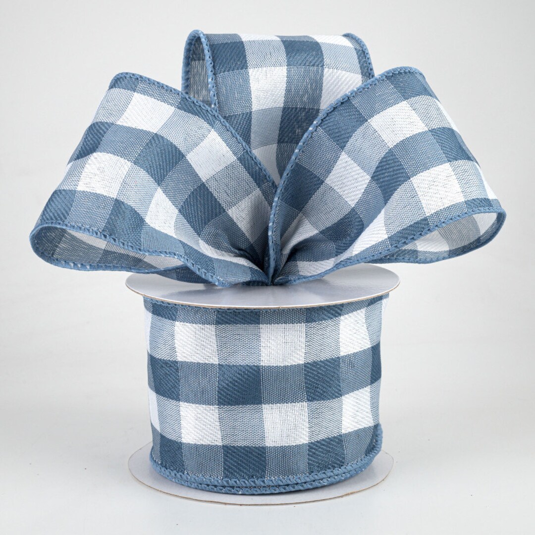 2.5" Buffalo Plaid Ribbon, Wired Ribbon, Ribbon, Blue Ribbon, Wreath ...