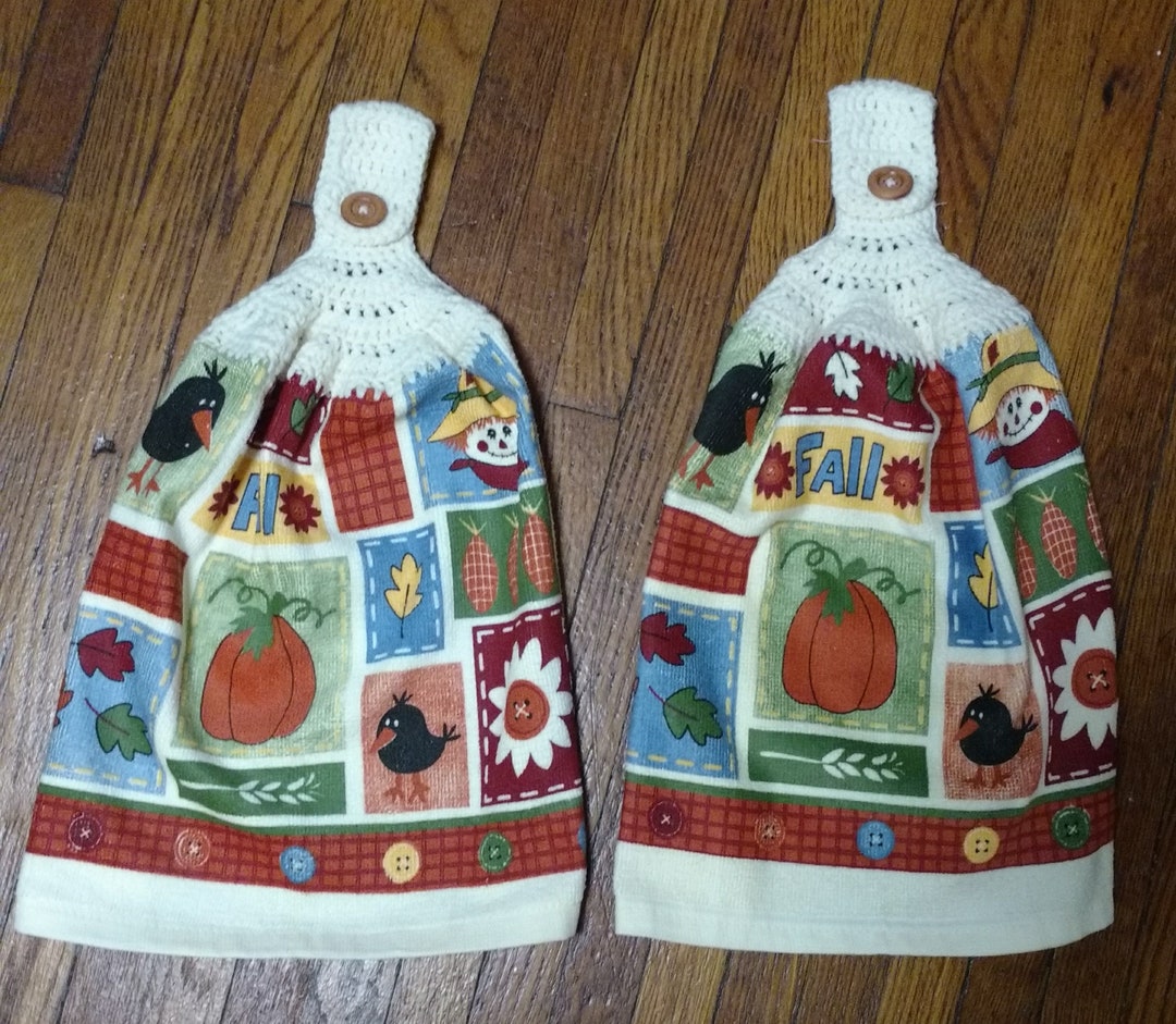 Scarecrow Pumpkins Crows Kitchen Towels, Fall Kitchen Towels, Dish ...