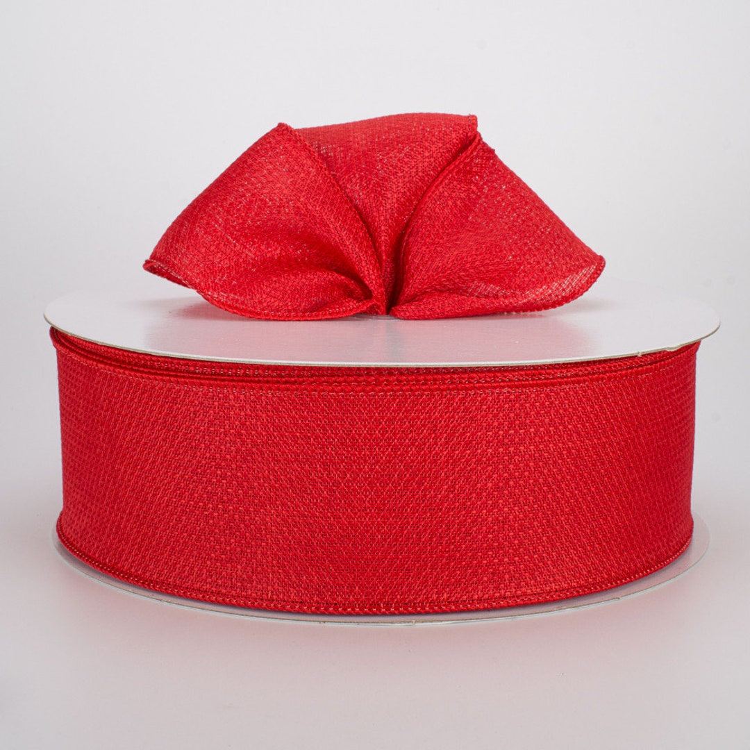 2.5" Red Faux Burlap Ribbon, Wired Ribbon, Christmas Ribbon, Wreath ...