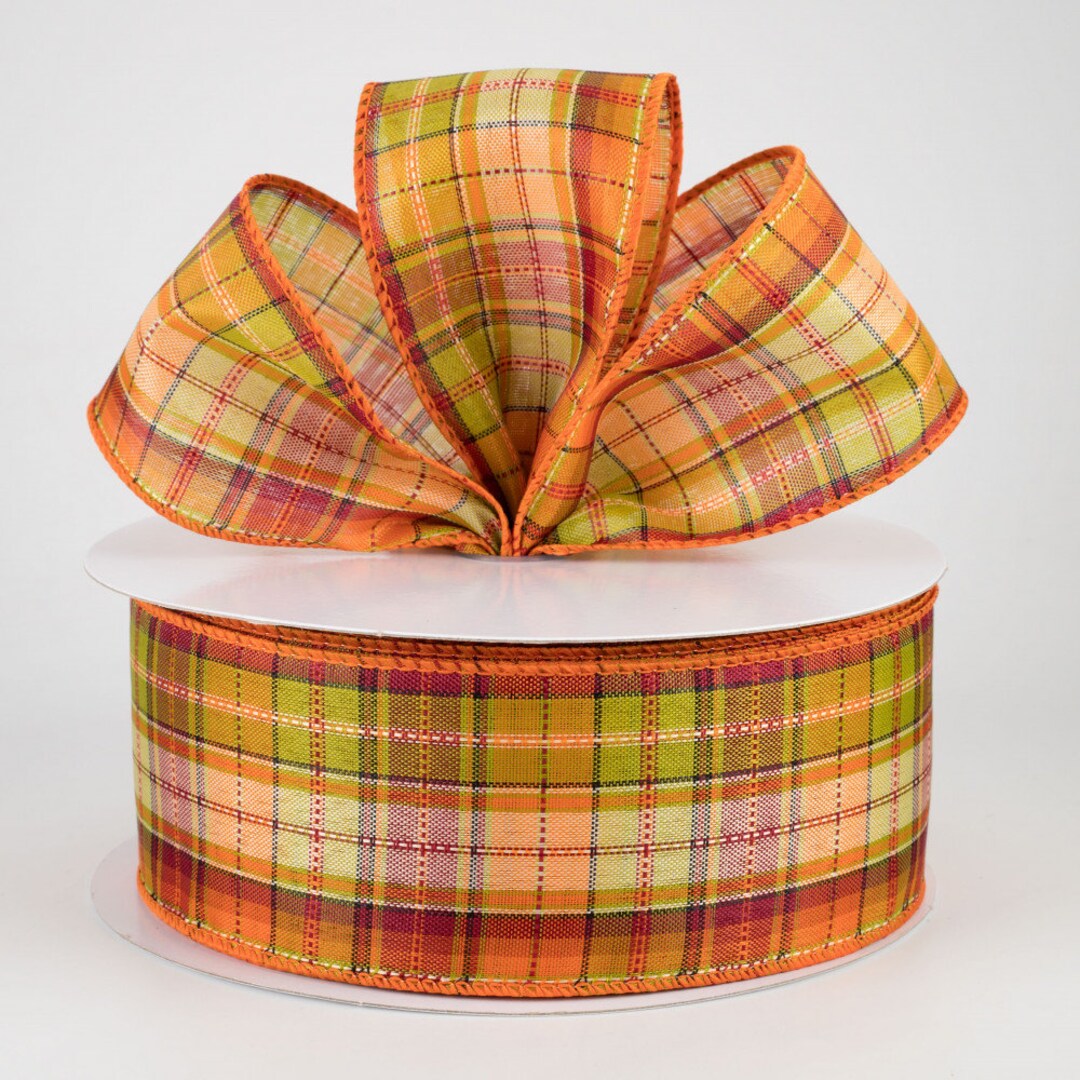 2.5" Fall Plaid Wired Ribbon, Ribbon, Wreath Ribbon, Wreath Supplies ...