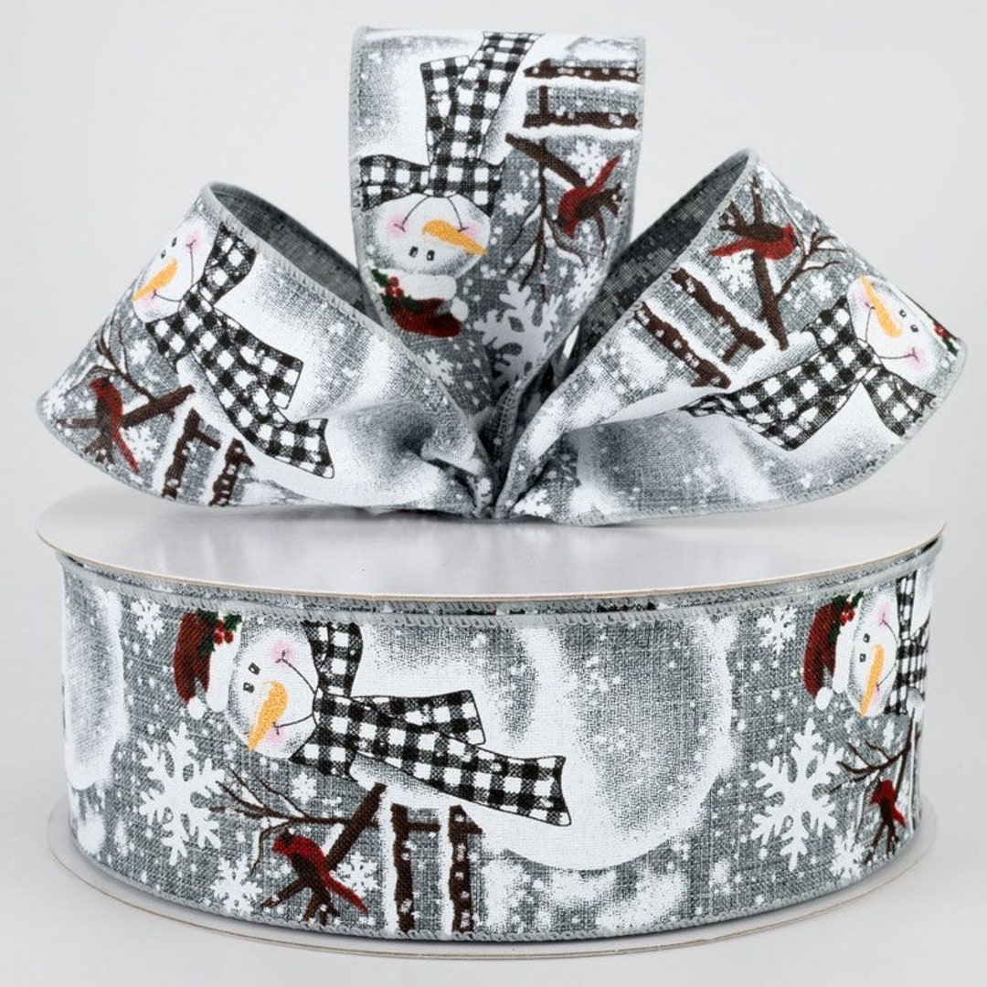 2.5" Snowman Ribbon, Wired Ribbon, Christmas Ribbon, Wreath Ribbon ...