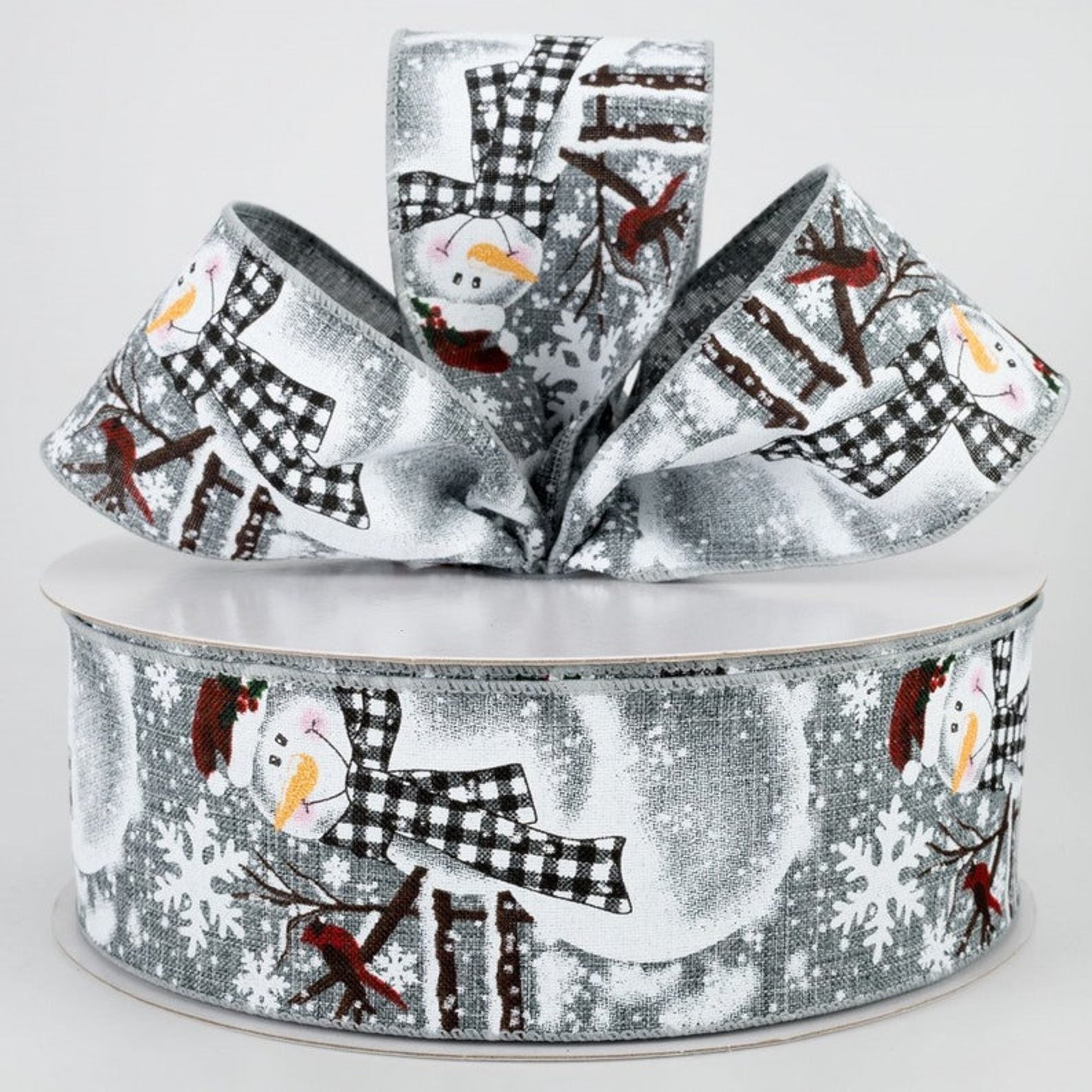 2.5" Snowman Ribbon, Wired Ribbon, Christmas Ribbon, Wreath Ribbon ...