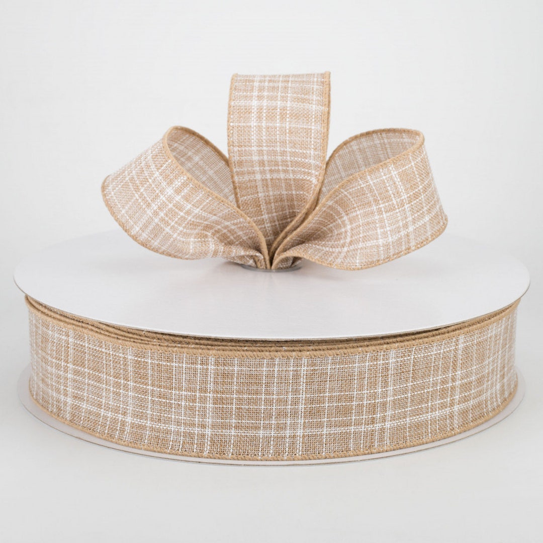 1.5" Linen Beige Wired Ribbon, Christmas Ribbon, Fall Ribbon, Wreath ...