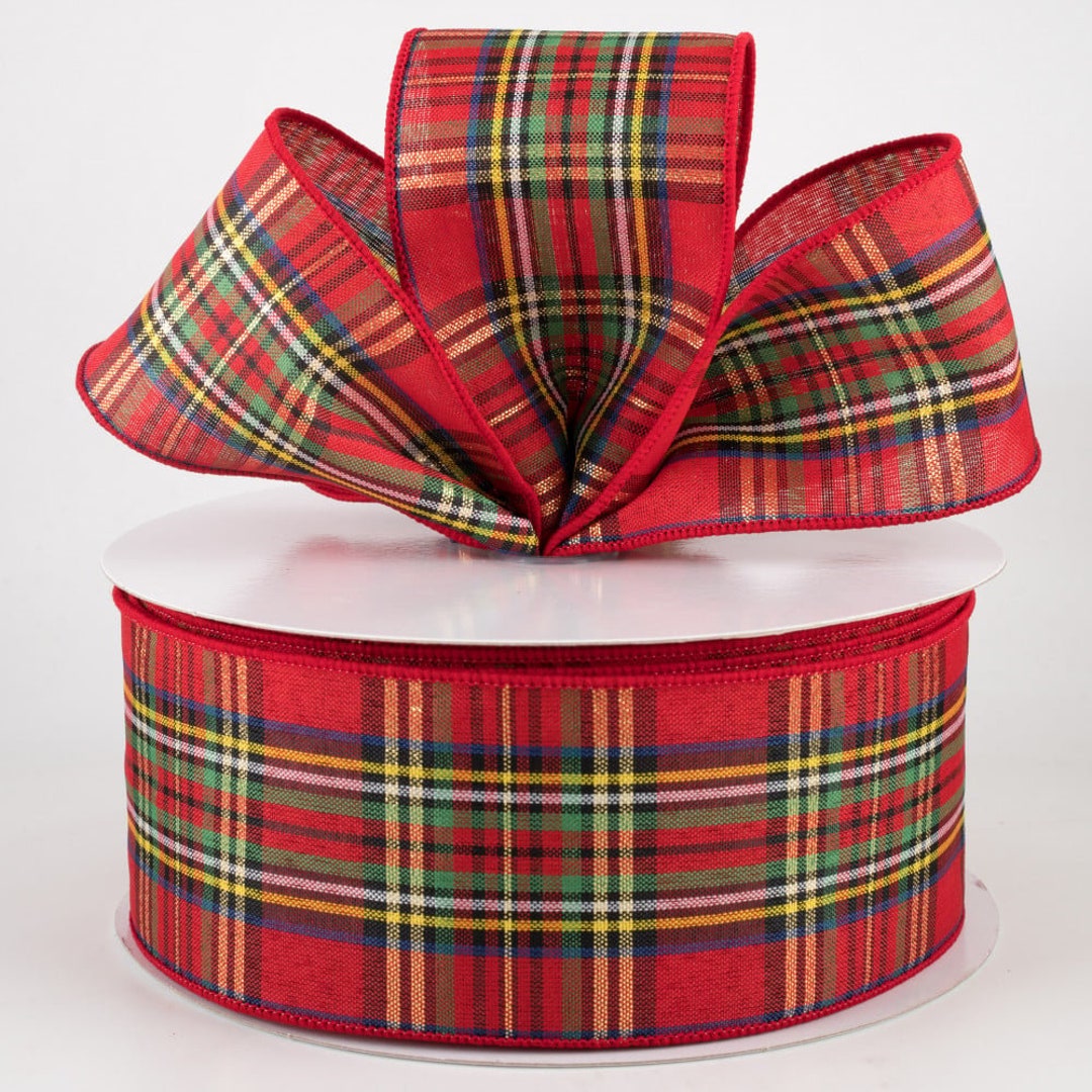 2.5" Christmas Plaid Ribbon, Wired Ribbon, Christmas Ribbon, Wreath ...