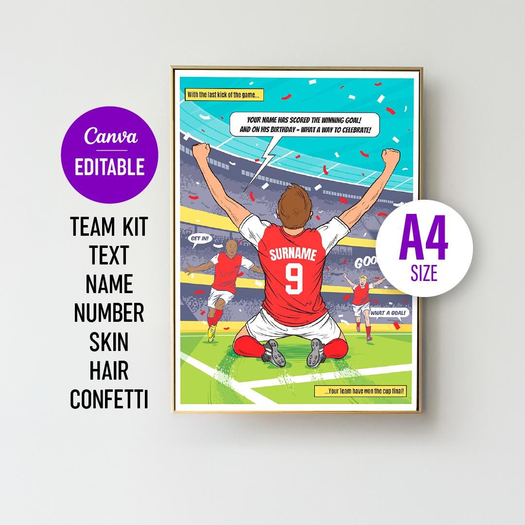 A4 Customisable Poster | Football Template | Personalised & Editable ...