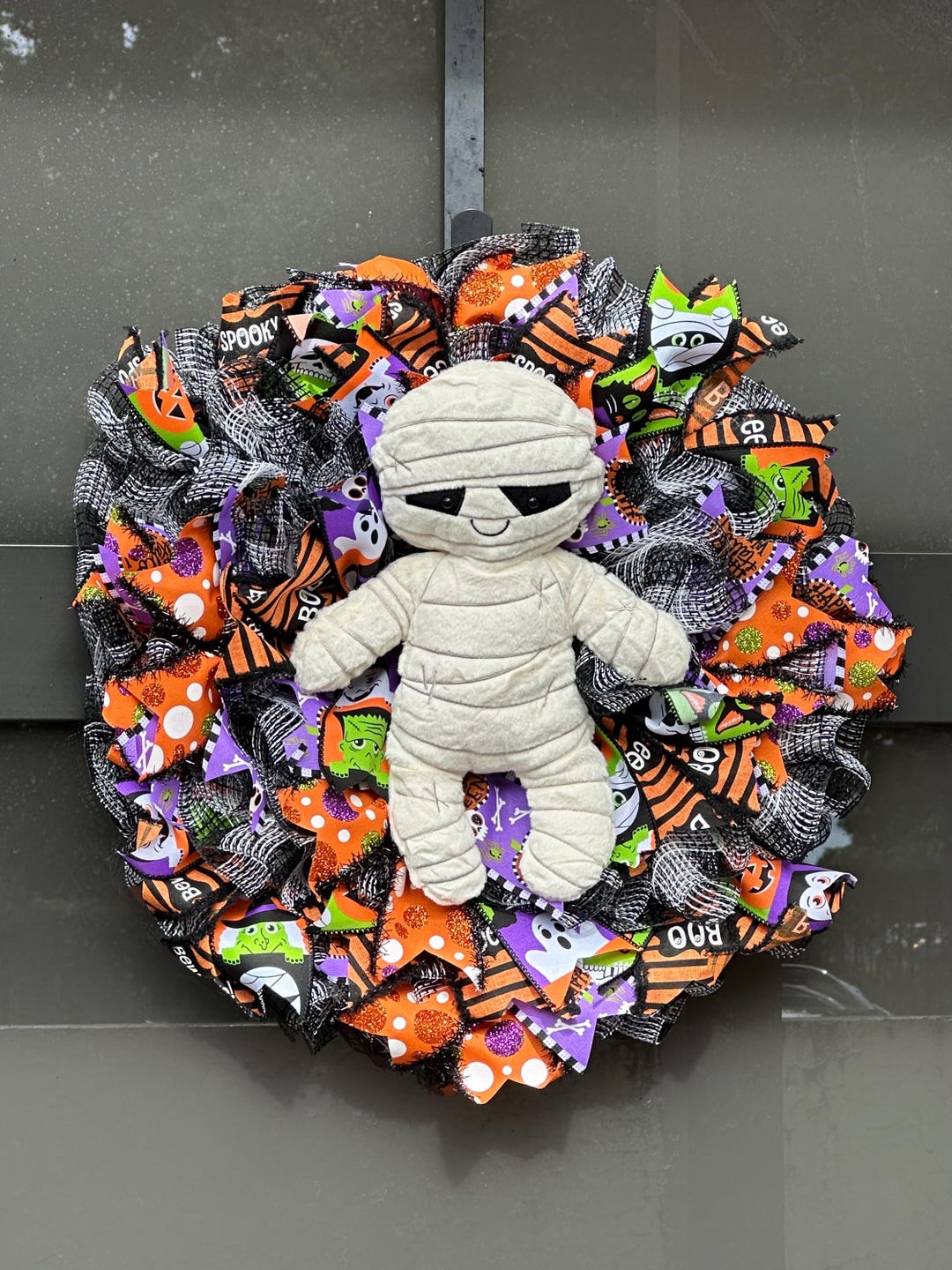 Mummy Front Door Wreath, Halloween Plush Decor - Etsy