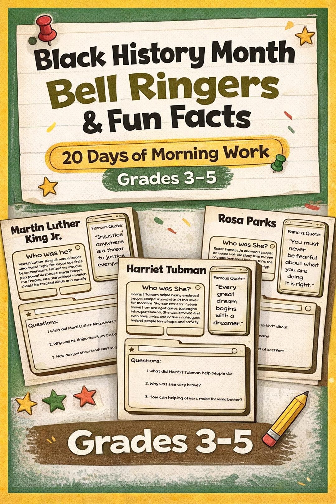 Black History Bell Ringers & Fun Fact Sheets 20 Pages - Etsy