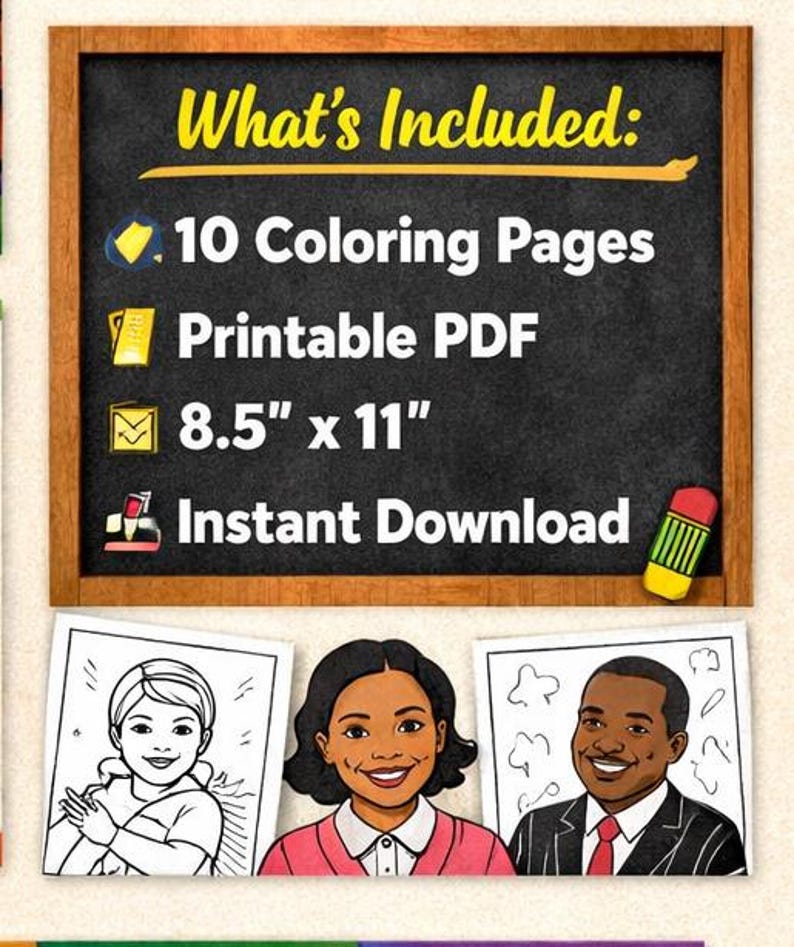 Black History Coloring Book Printable- African American Heroes for Kids ...