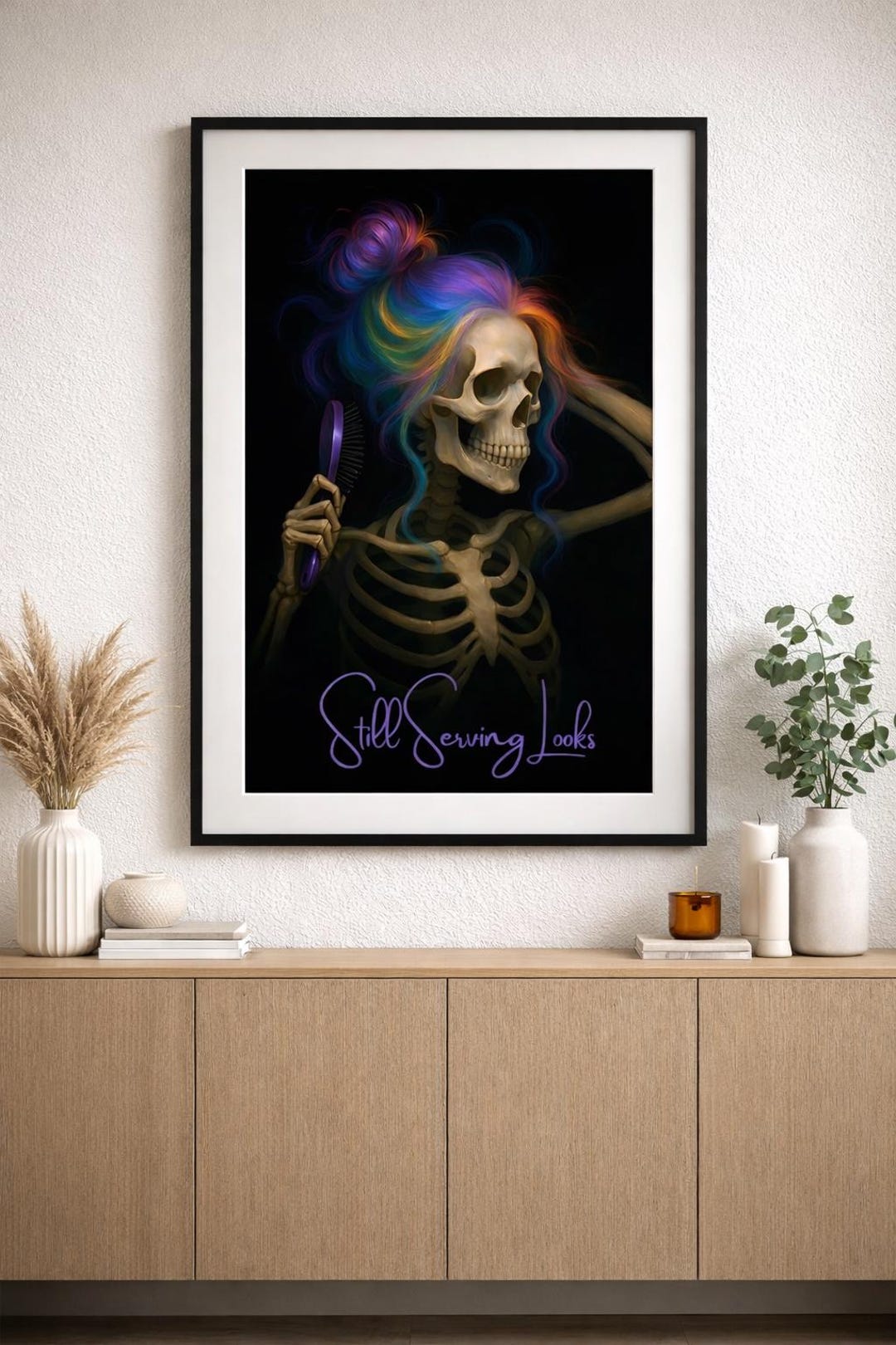 Rainbow Hair Skeleton Print, Funny Gothic Salon Decor (digital Download ...