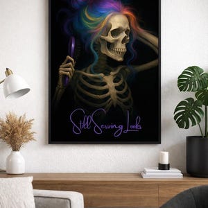 Rainbow Hair Skeleton Print, Funny Gothic Salon Decor (digital Download ...