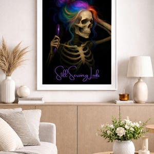 Rainbow Hair Skeleton Print, Funny Gothic Salon Decor (digital Download ...