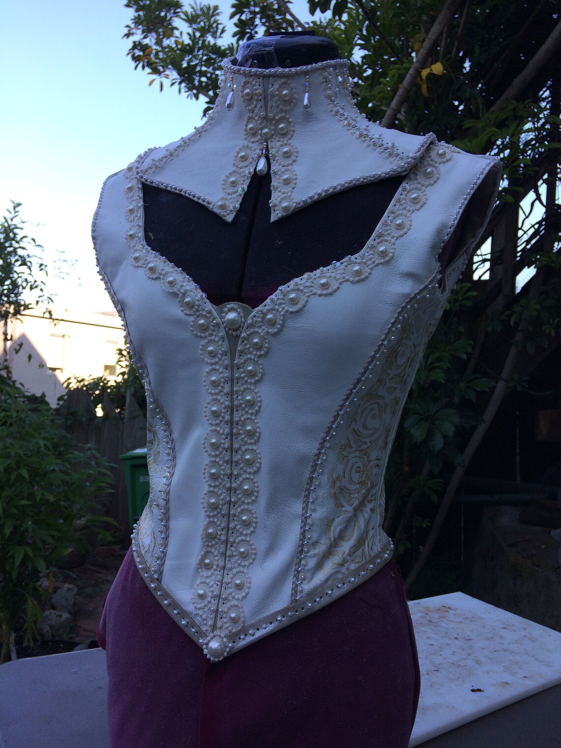 Gloria~ White Leather Bridal Corset - Etsy