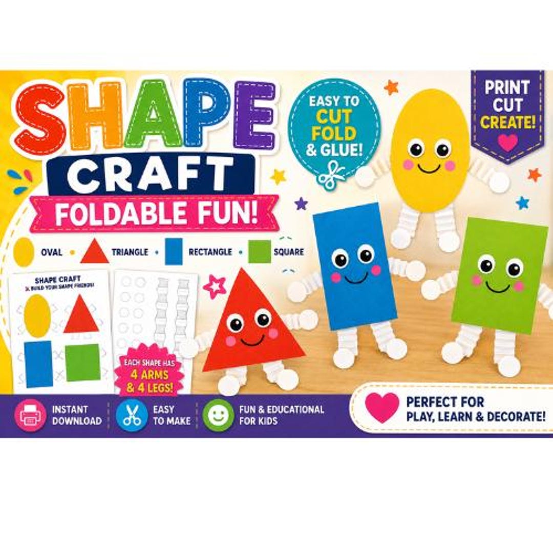 Shape Craft Kit, Foldable Fun, Educational Activity for Kids (instant ...