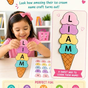 Ice Cream Name Craft Activity: Build, Spell, Learn (digital Download ...