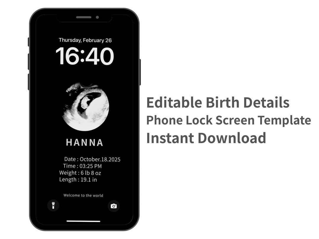 Baby Birth Announcement Lock Screen – Editable Ultrasound Phone ...