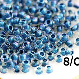 Blue Toho Beads Size 8/0 Inside Color Luster Crystal Capri Blue Lined N ...
