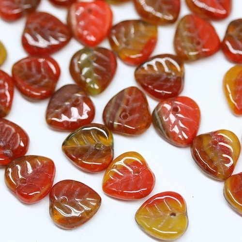 Brown Red Leaf Beads Heart Shaped Triangle Leaf Dark Red - Etsy
