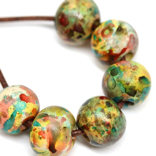 14mm Green Ceramic Organic Round Beads Earthy Colored Ball - Etsy