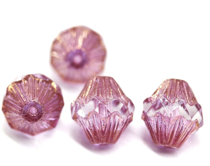 Rose Pink Large Bicone Beads 13x11mm Czech Glass Baroque Bicones, 4pc ...