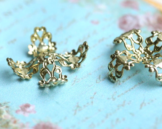 Large Filigree Bead Caps Antique Gold Bead Caps Vintage - Etsy