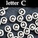 Letter Beads, Alphabet Beads - Letter C - White With Black Inlay, Czech ...