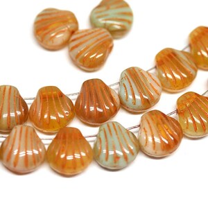 Yellow Glass Shell Beads Topaz Side Drilled Seashell Czech Glass Beads ...